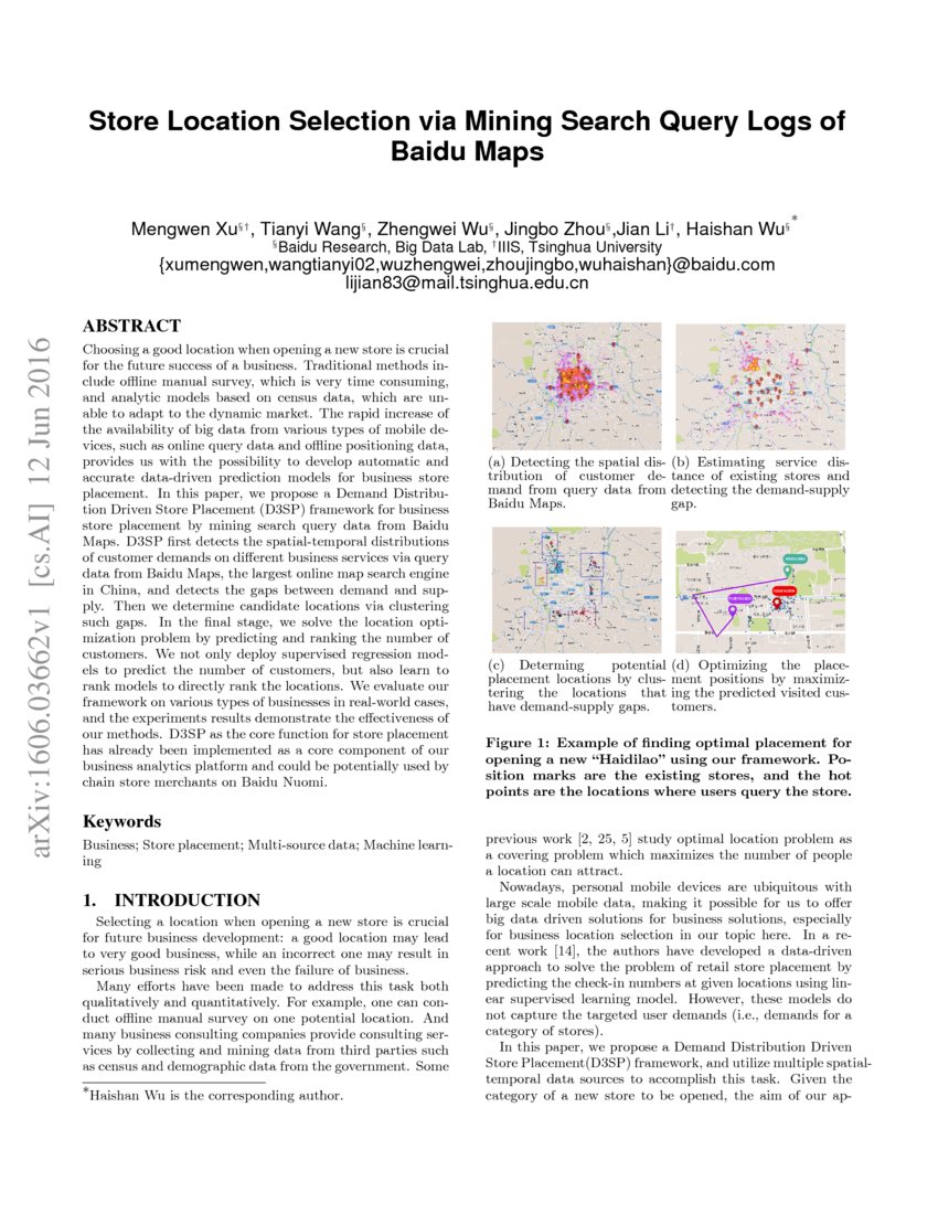 Store Location Selection via Mining Search Query Logs of Baidu Maps ...