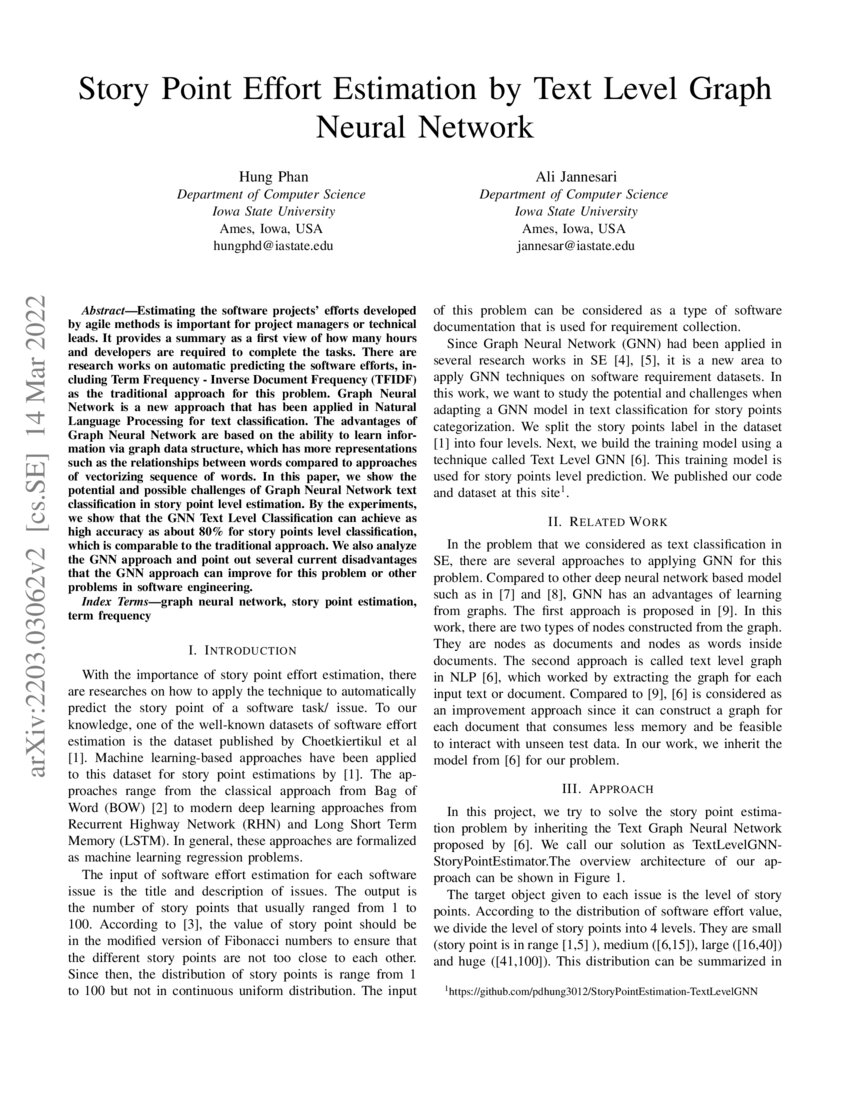Story Point Effort Estimation by Text Level Graph Neural Network | DeepAI