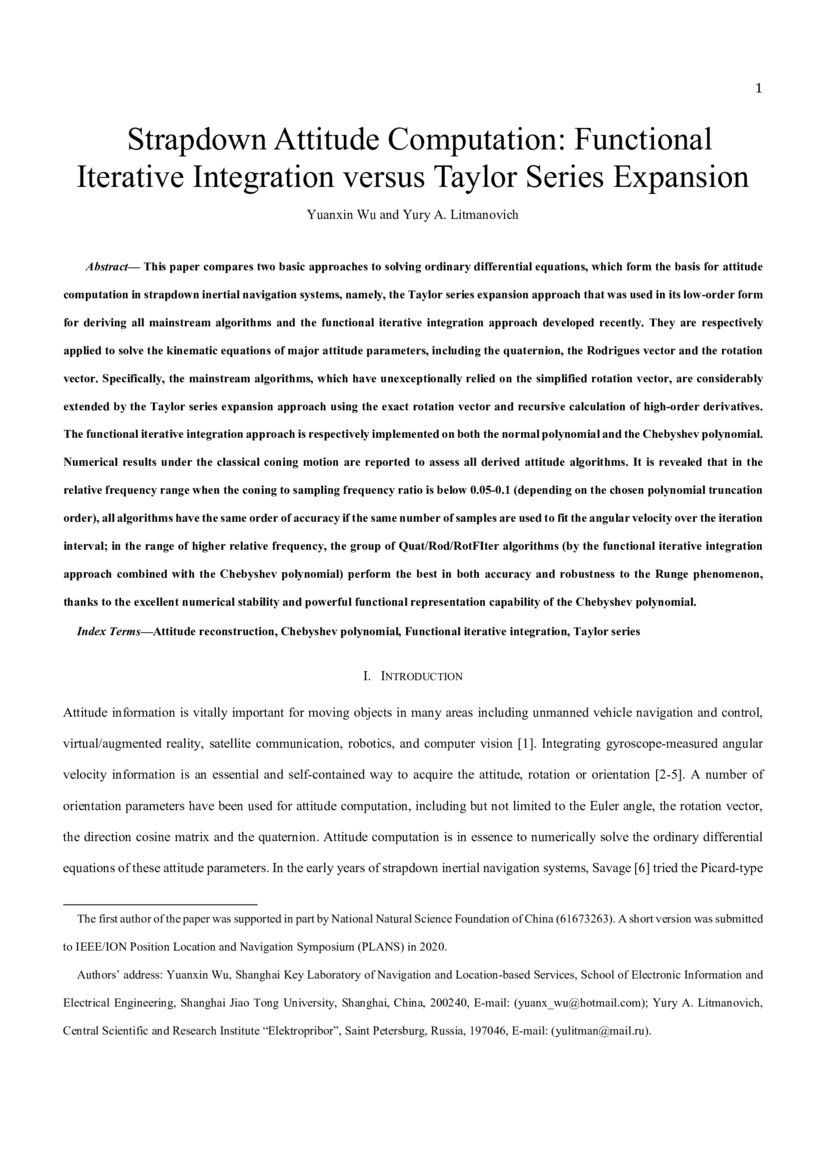 Strapdown Attitude Computation Functional Iterative Integration Versus Taylor Series Expansion