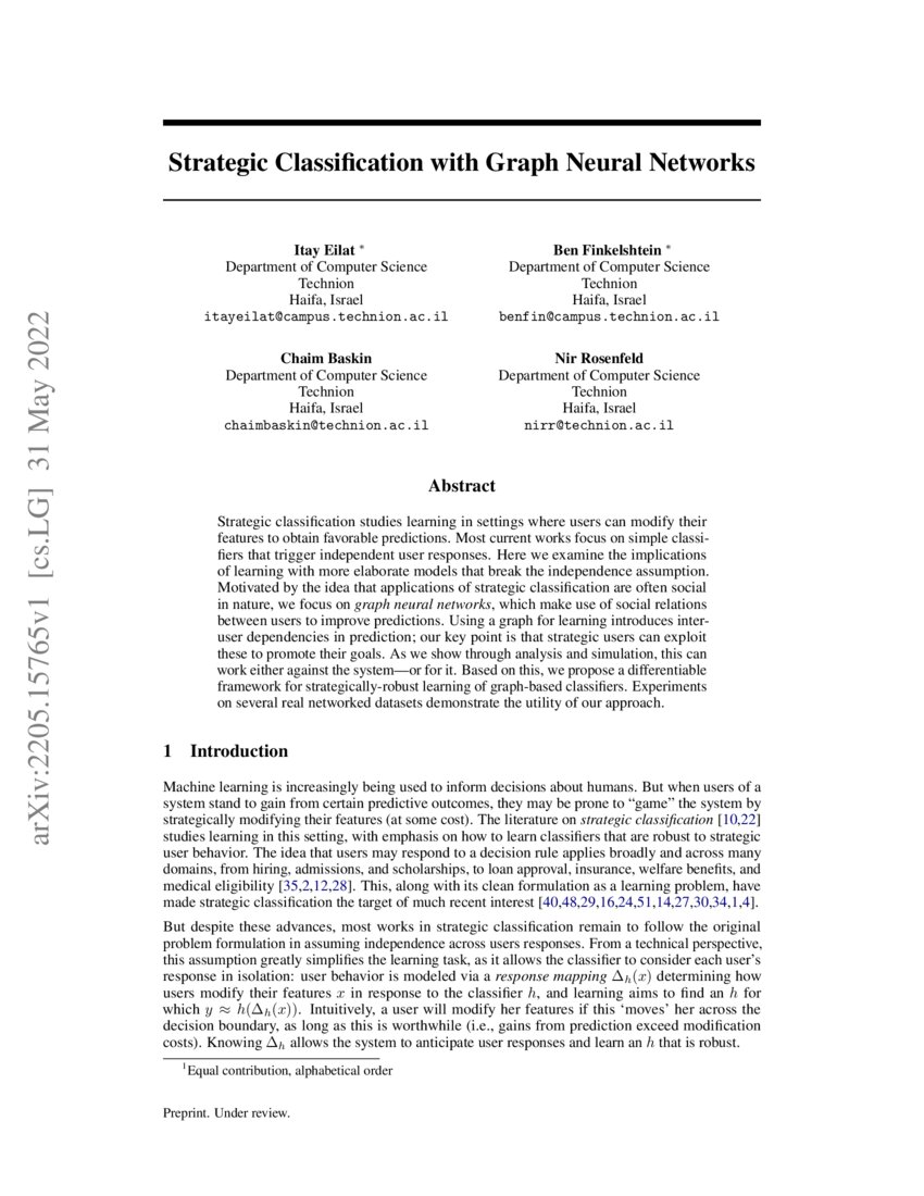 Strategic Classification with Graph Neural Networks | DeepAI