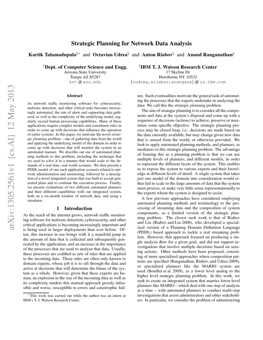 Strategic Planning for Network Data Analysis | DeepAI