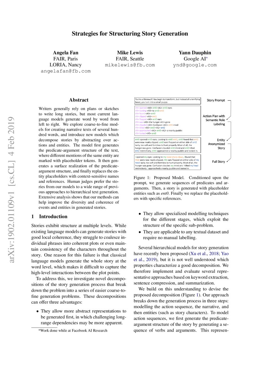 Strategies for Structuring Story Generation | DeepAI