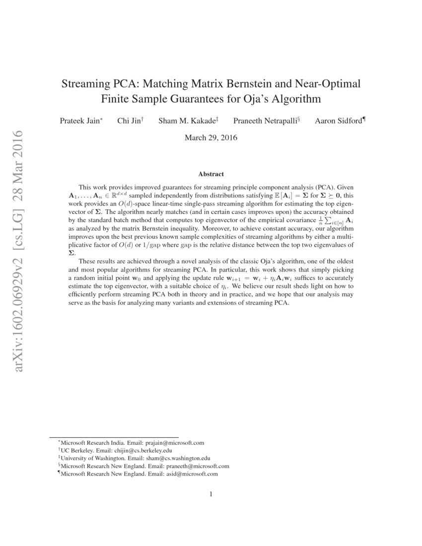 Streaming Pca Matching Matrix Bernstein And Near Optimal Finite Sample