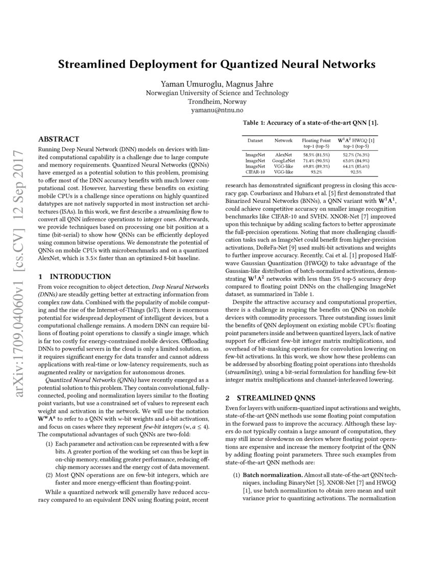 Streamlined Deployment for Quantized Neural Networks | DeepAI