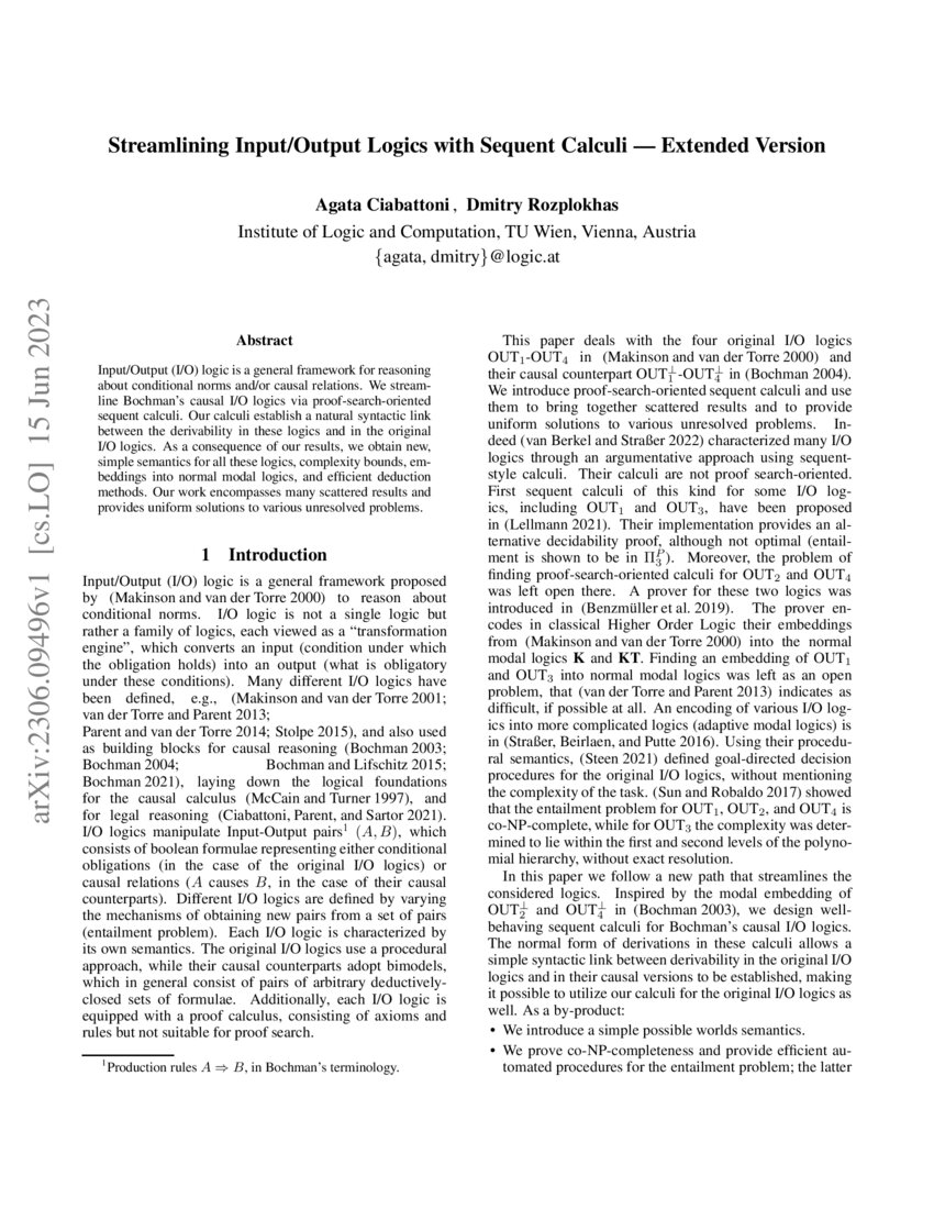 Streamlining Input/Output Logics with Sequent Calculi | DeepAI