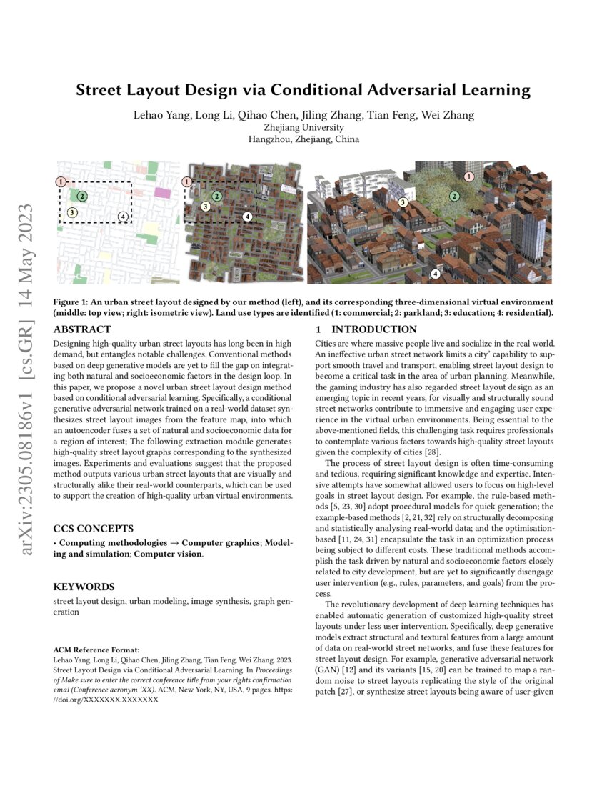 Street Layout Design via Conditional Adversarial Learning | DeepAI