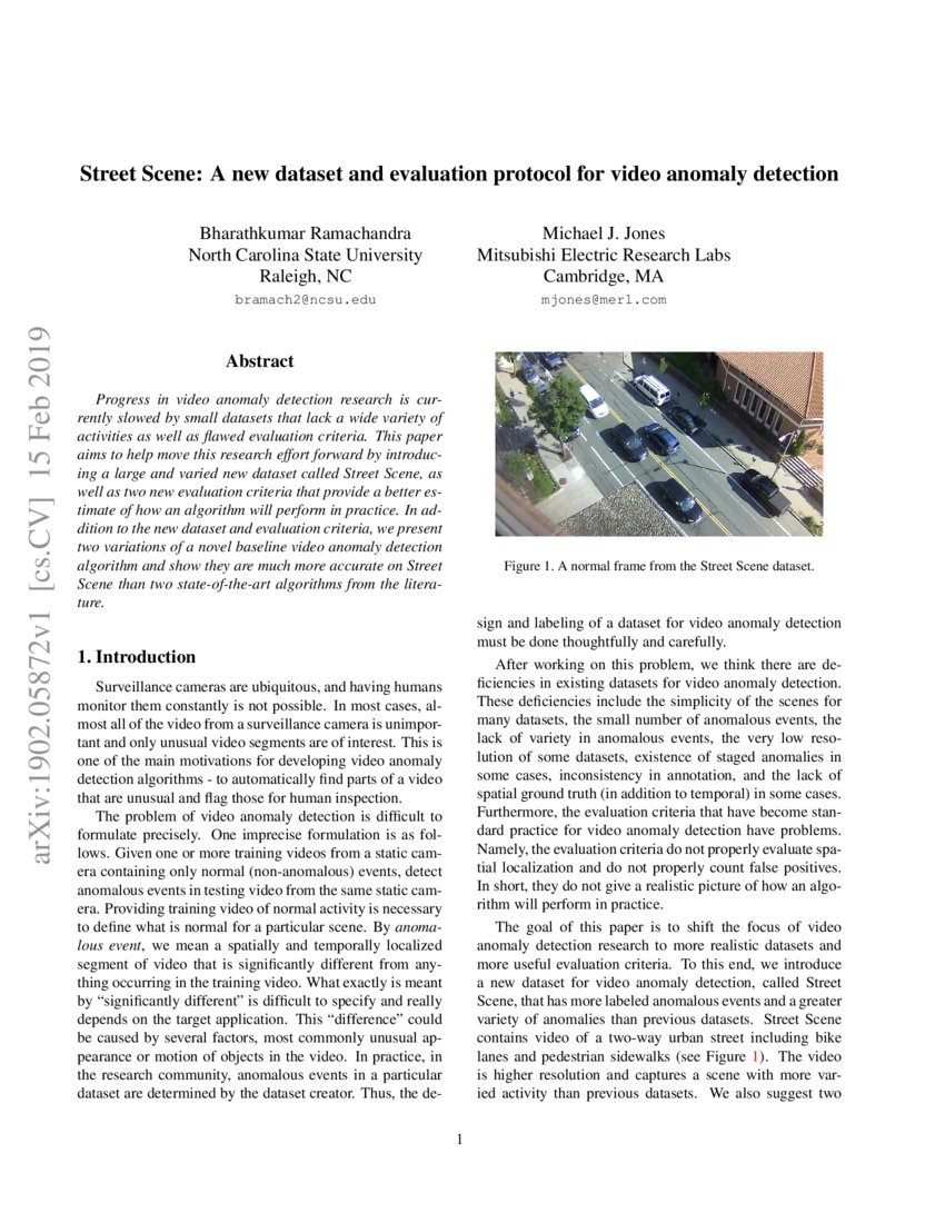Street Scene: A new dataset and evaluation protocol for video anomaly ...