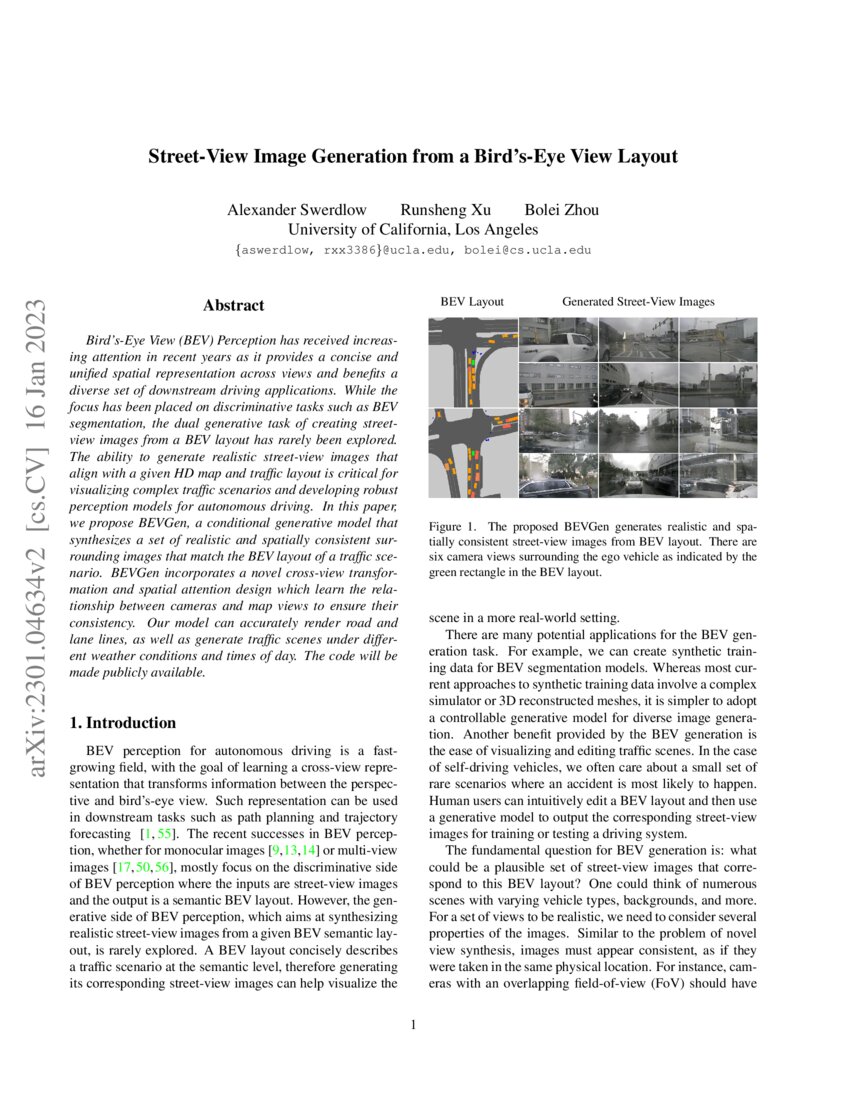 Street-View Image Generation from a Bird's-Eye View Layout | DeepAI