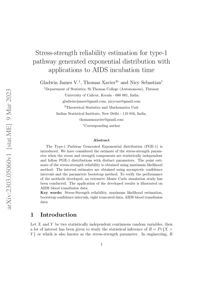 Stress Strength Reliability Estimation For Type 1 Pathway Generated