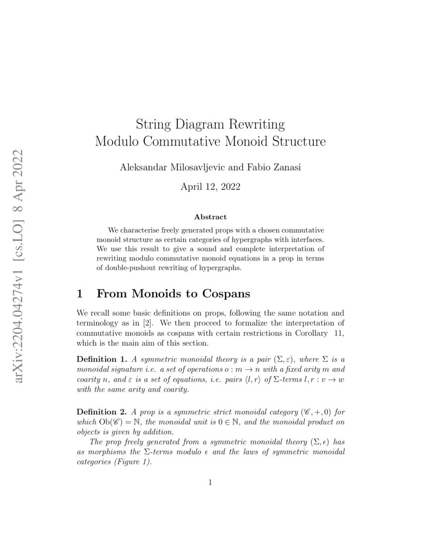String Diagram Rewriting Modulo Commutative Monoid Structure Deepai