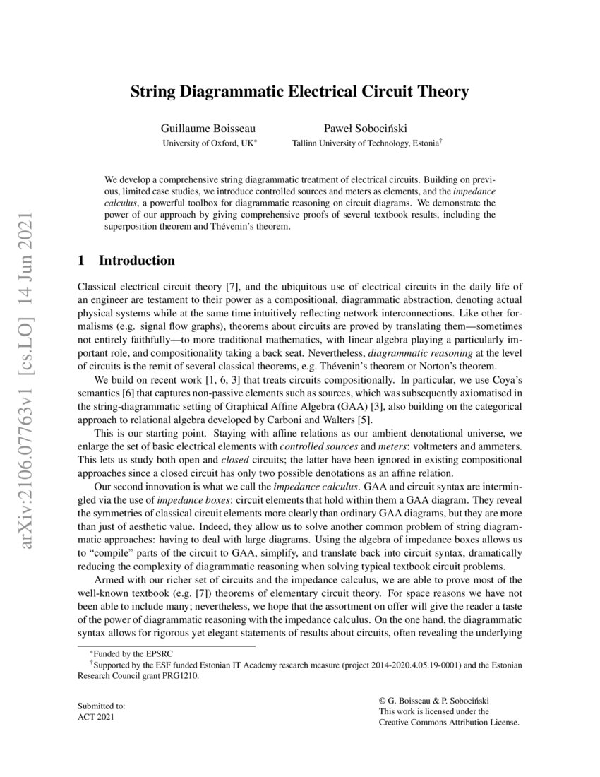 String Diagrammatic Electrical Circuit Theory | DeepAI