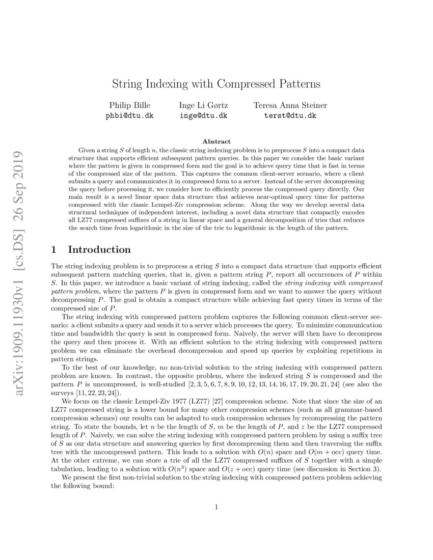 String Indexing With Compressed Patterns Deepai