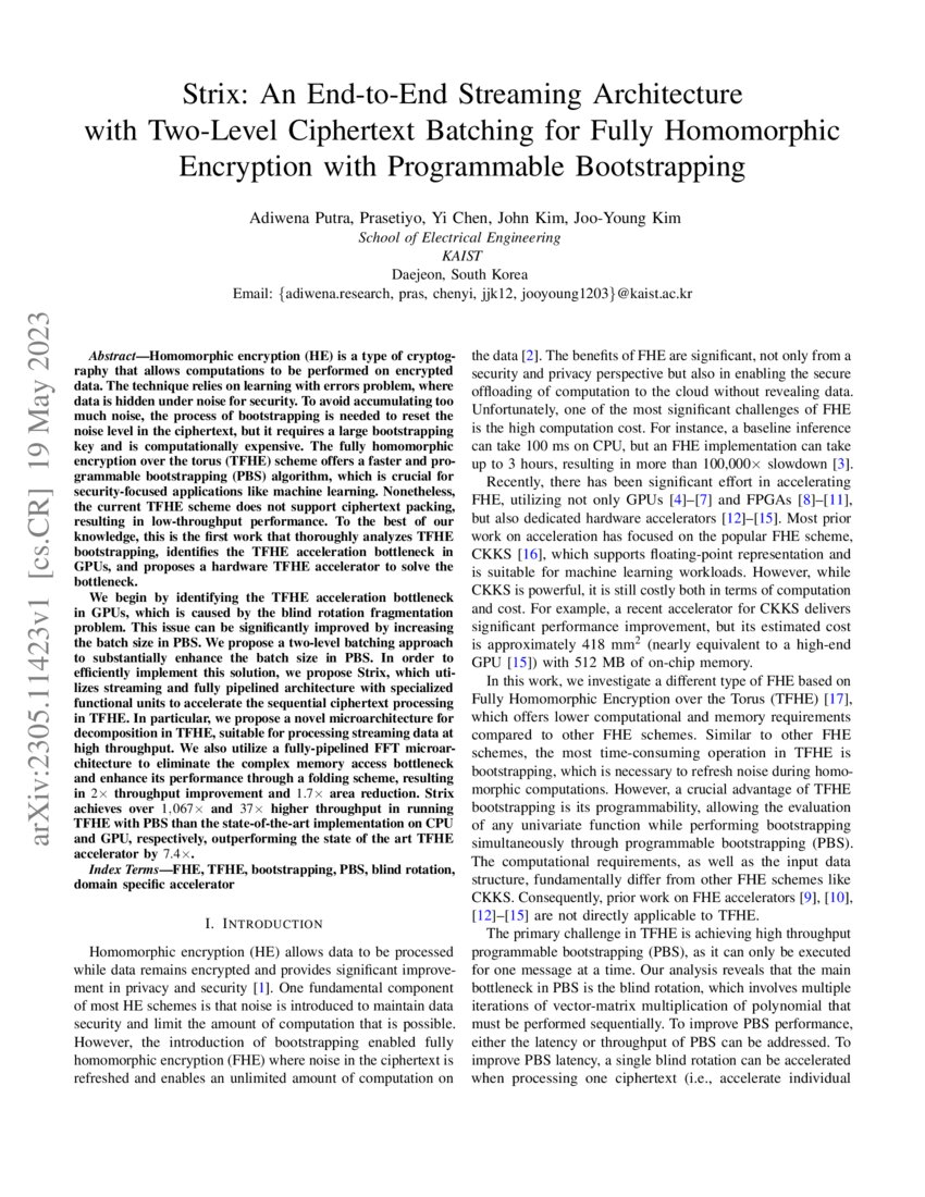 Strix: An End-to-End Streaming Architecture with Two-Level Ciphertext Batching for Fully ...