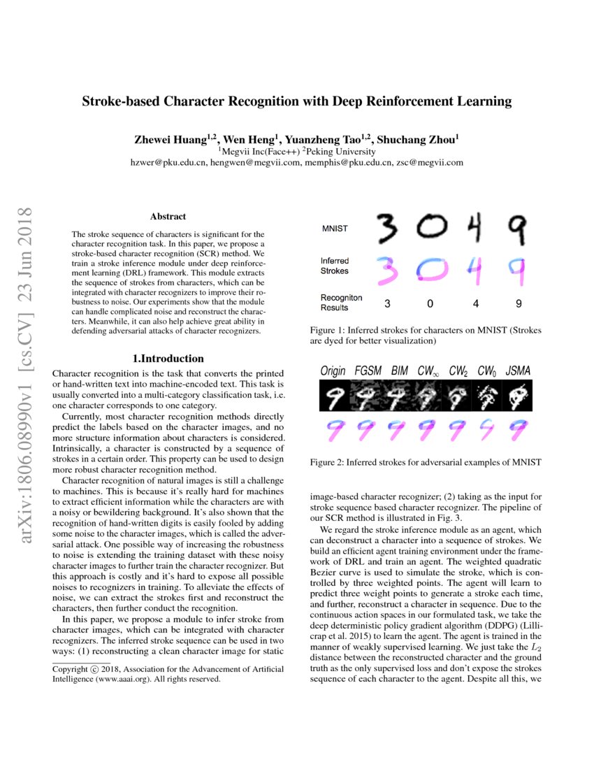 Stroke-based Character Recognition with Deep Reinforcement Learning | DeepAI