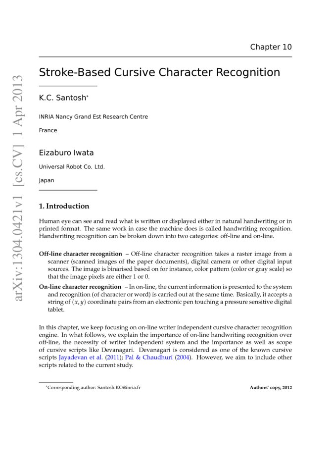 Stroke Based Cursive Character Recognition Deepai