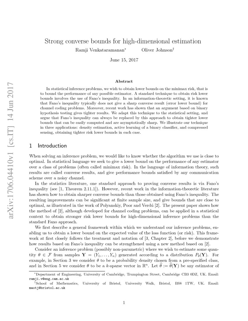 Strong converse bounds for high-dimensional estimation | DeepAI