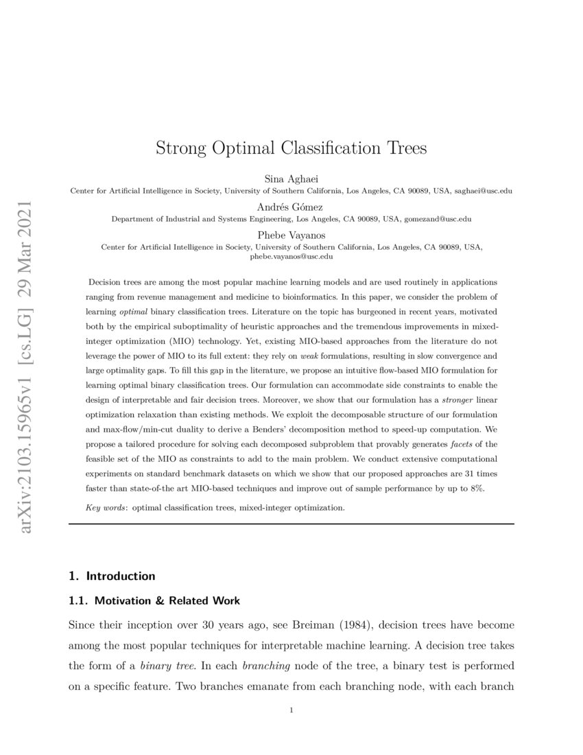 Strong Optimal Classification Trees | DeepAI Strong Optimal Classification Trees | DeepAI