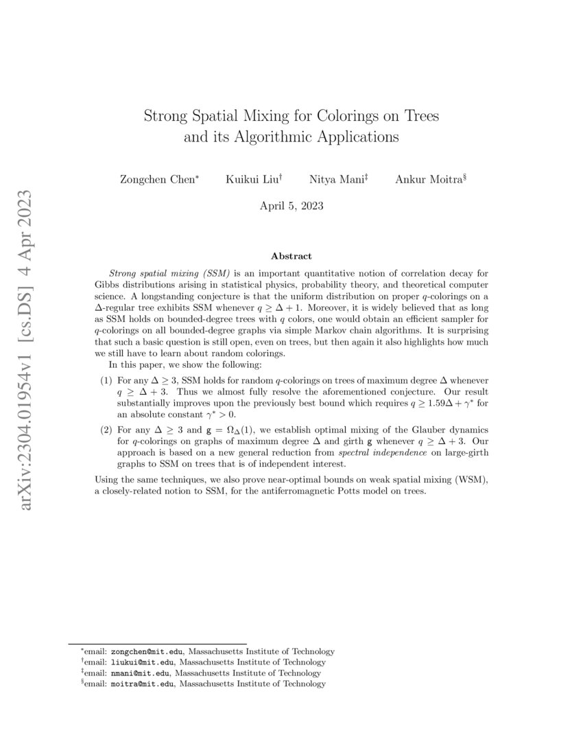 Strong Spatial Mixing For Colorings On Trees And Its Algorithmic