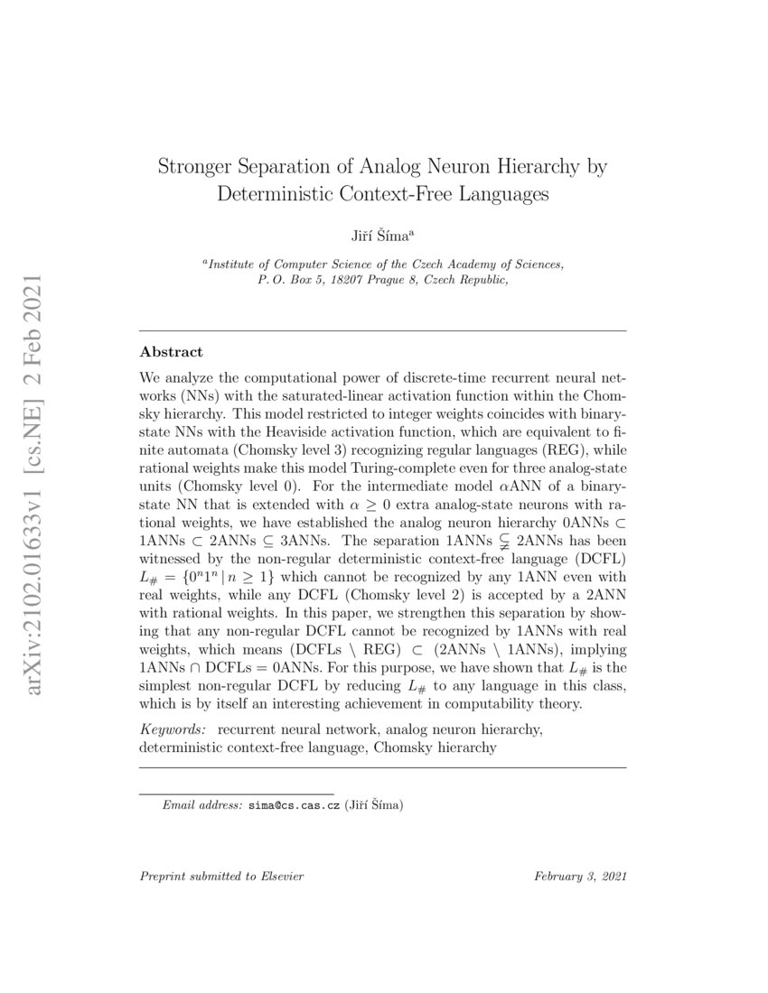 Stronger Separation of Analog Neuron Hierarchy by Deterministic Context ...