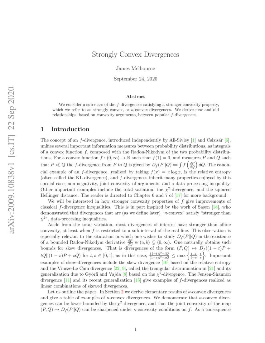 Strongly Convex Divergences | DeepAI