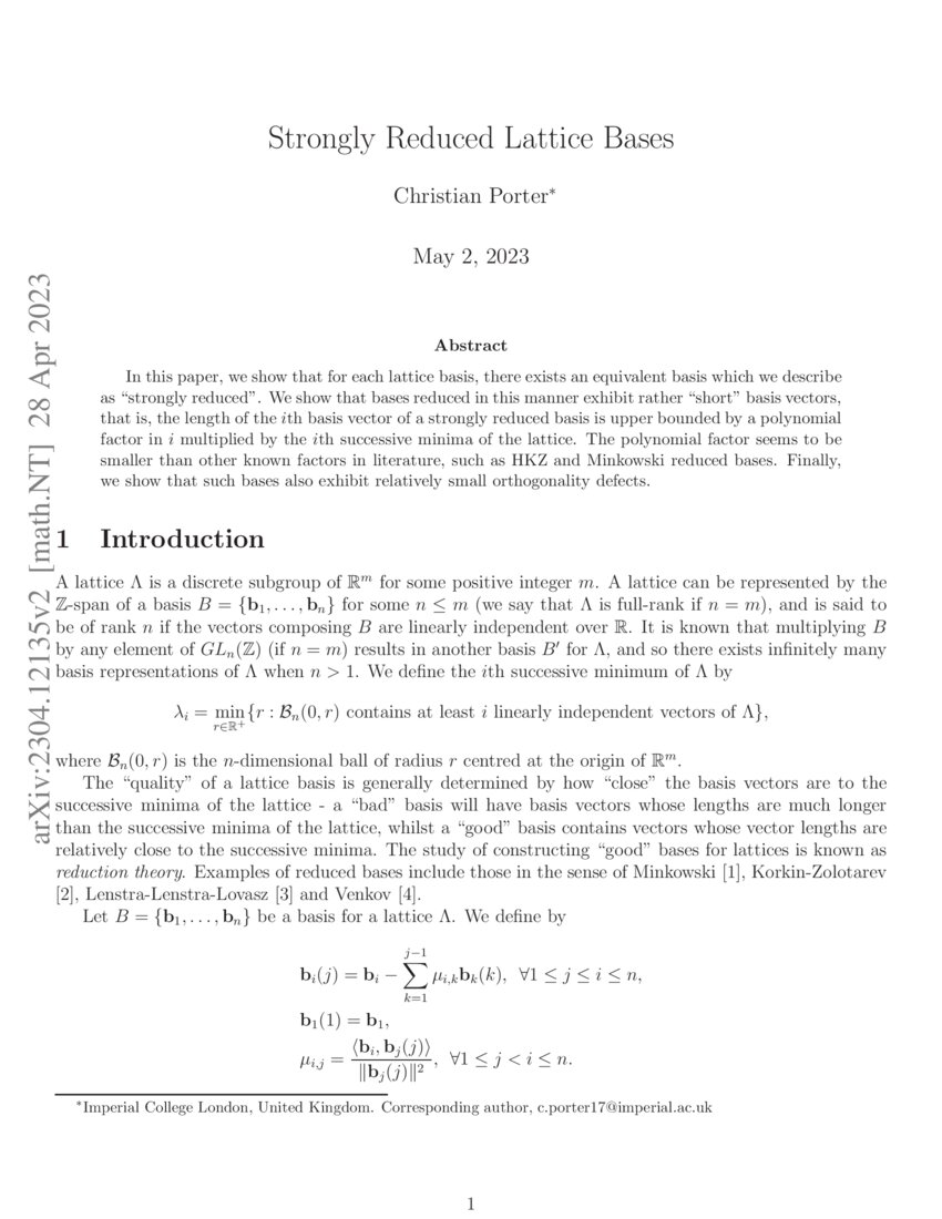 Strongly Reduced Lattice Bases Deepai