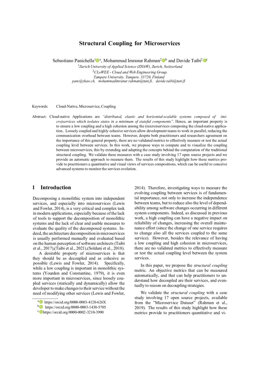 Structural Coupling for Microservices | DeepAI