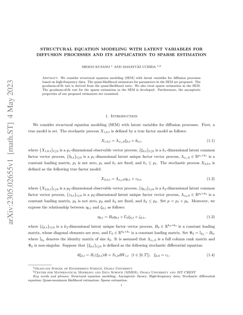 Structural Equation Modeling With Latent Variables For Diffusion Processes And Its Application 5521