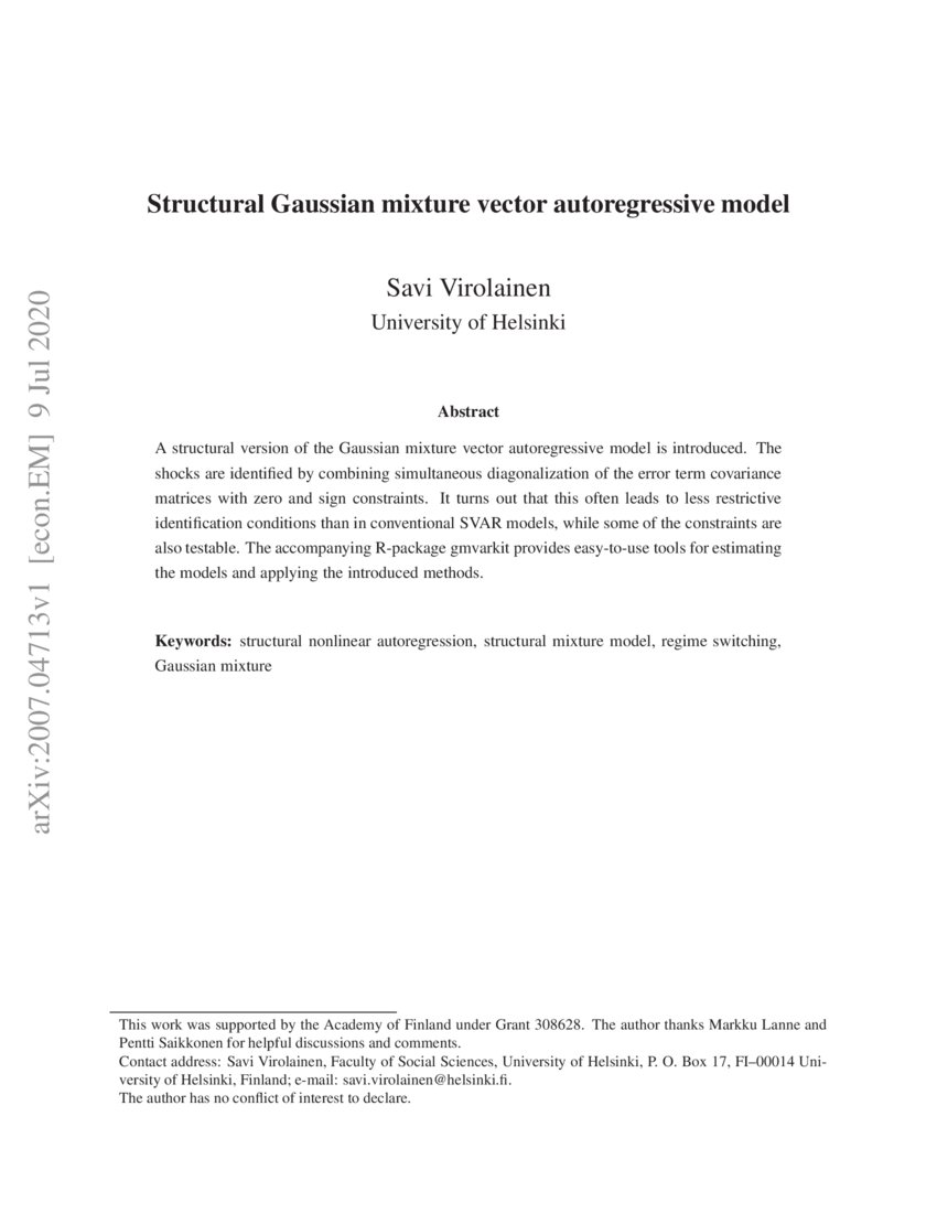 Structural Gaussian mixture vector autoregressive model | DeepAI