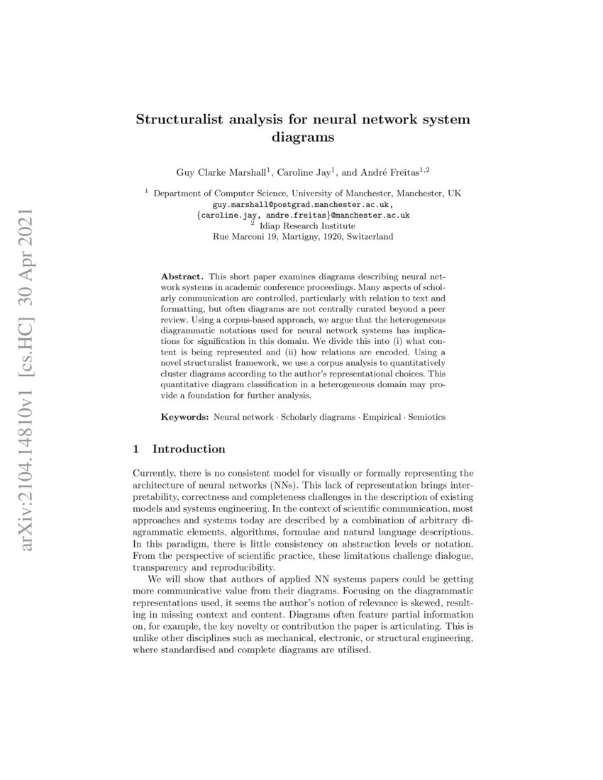 Structuralist analysis for neural network system diagrams | DeepAI