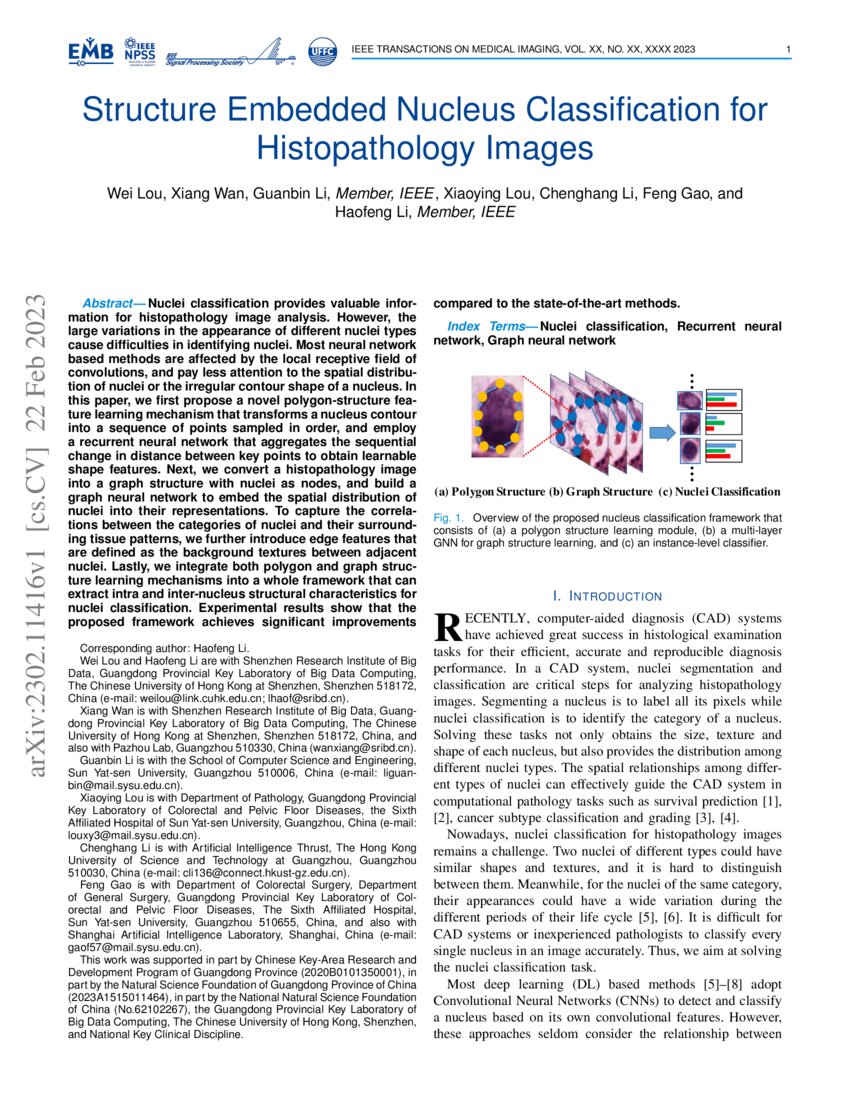 Structure Embedded Nucleus Classification for Histopathology Images | DeepAI