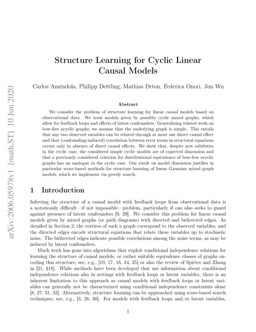 Structure Learning for Cyclic Linear Causal Models | DeepAI