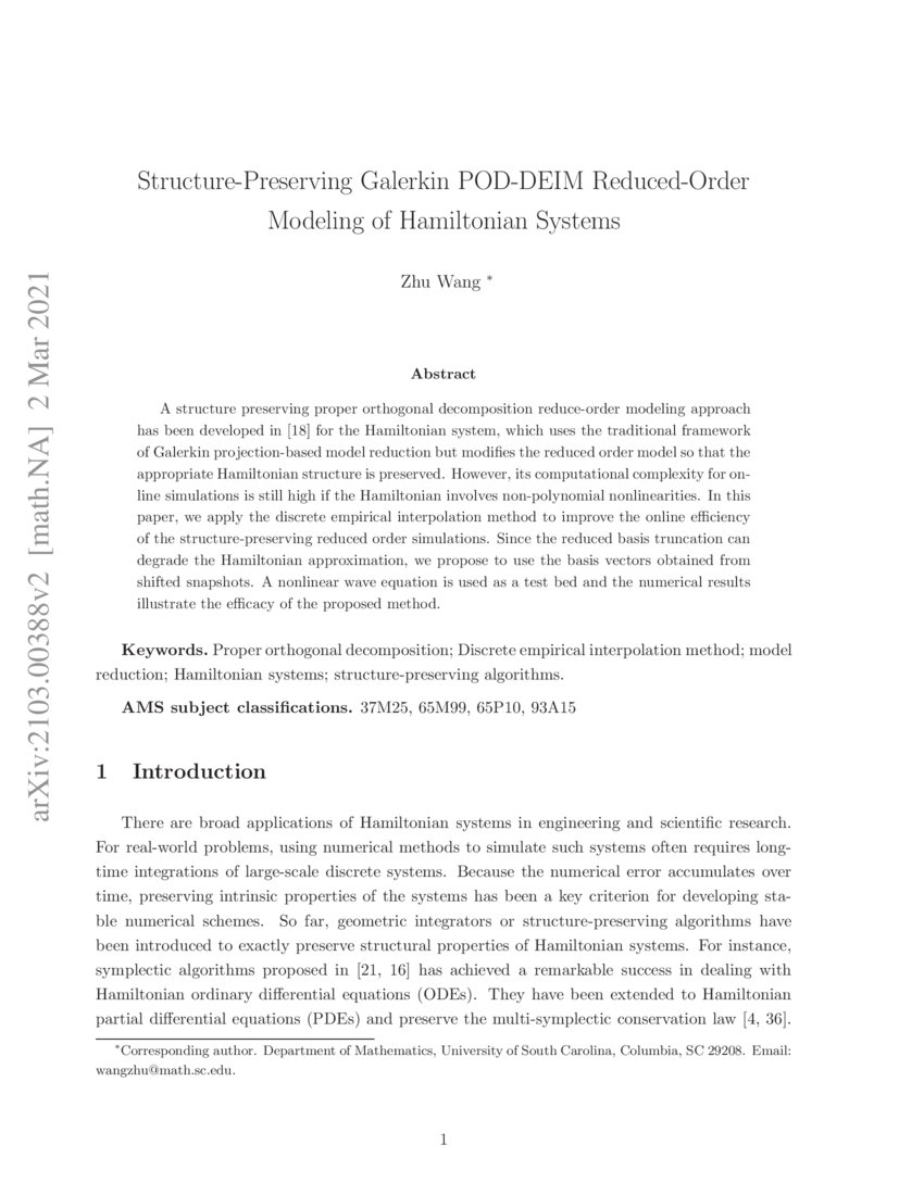 Structure-Preserving Galerkin POD-DEIM Reduced-Order Modeling of ...