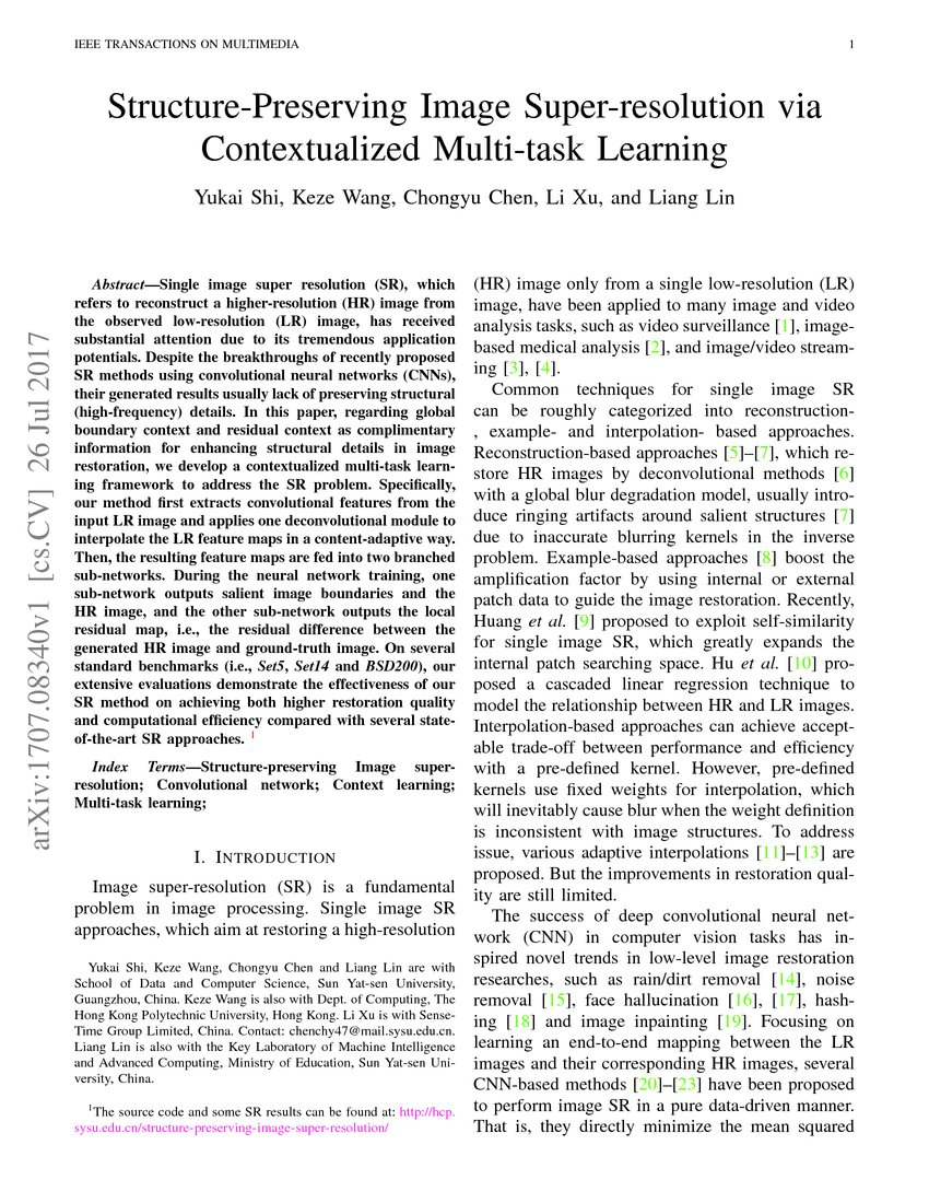 Structure-Preserving Image Super-resolution via Contextualized Multi-task Learning | DeepAI