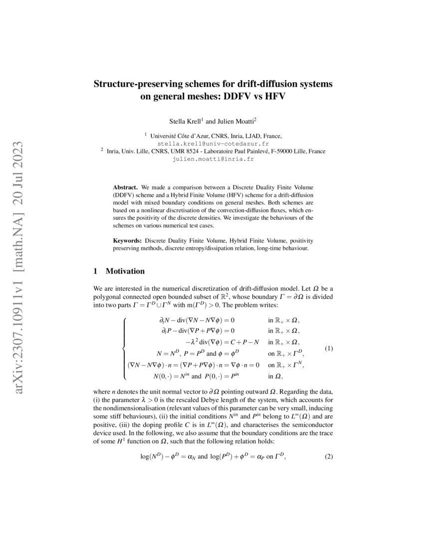 Structure Preserving Schemes For Drift Diffusion Systems On General