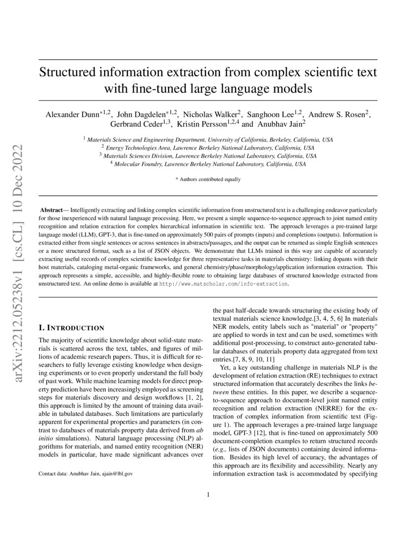 Structured Information Extraction From Complex Scientific Text With