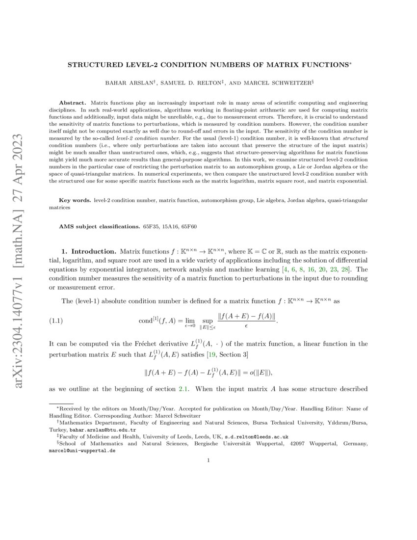 Structured level-2 condition numbers of matrix functions | DeepAI