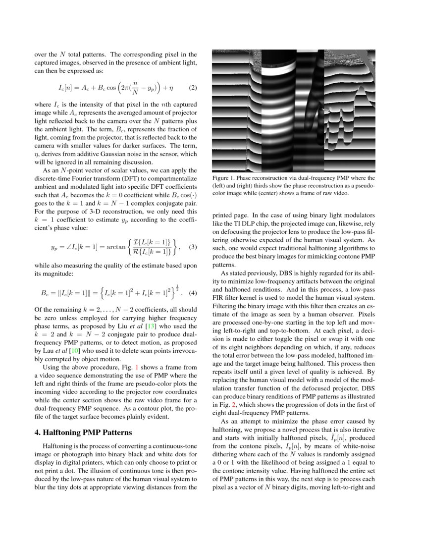 Structured Light Phase Measuring Profilometry Pattern Design for Binary ...