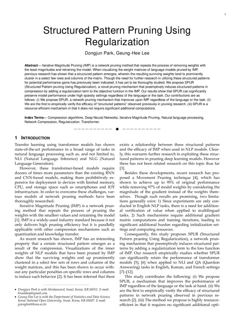 Structured Pattern Pruning Using Regularization | DeepAI