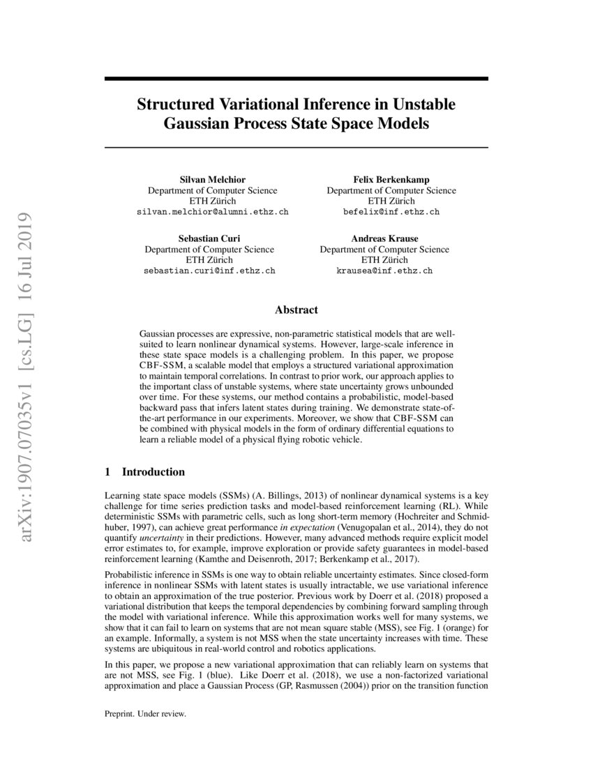 Structured Variational Inference in Unstable Gaussian Process State ... Structured Variational Inference in Unstable Gaussian Process State ...