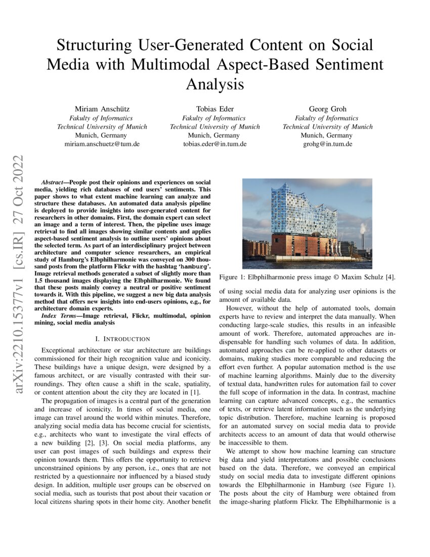 Structuring User Generated Content On Social Media With Multimodal Aspect Based Sentiment