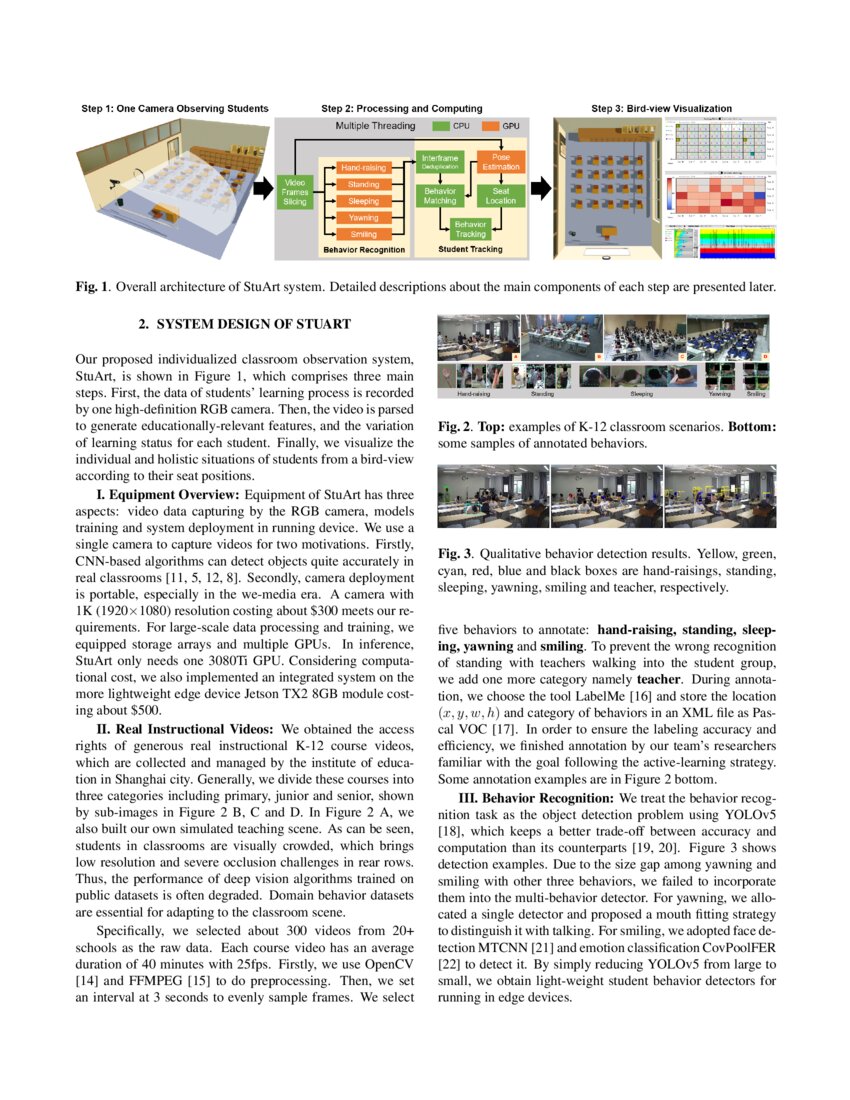 StuArt: Individualized Classroom Observation of Students with Automatic Behavior Recognition and ...