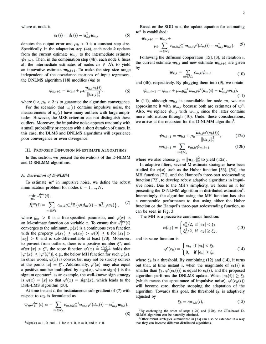 Study of Diffusion Normalized Least Mean M-estimate Algorithms | DeepAI