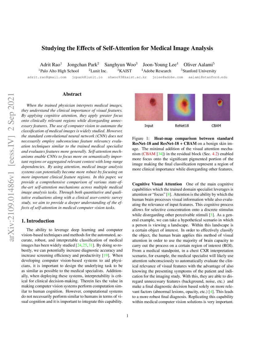 Studying the Effects of Self-Attention for Medical Image Analysis | DeepAI