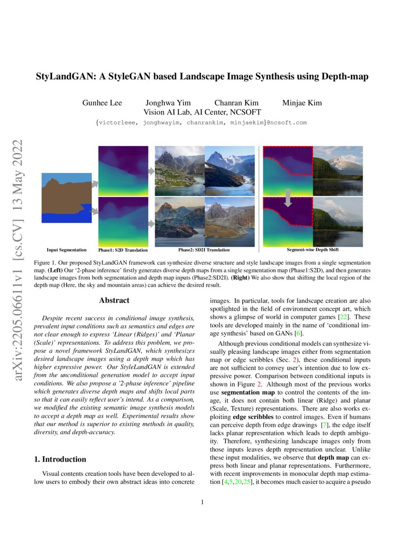 StyLandGAN: A StyleGAN based Landscape Image Synthesis using Depth-map | DeepAI