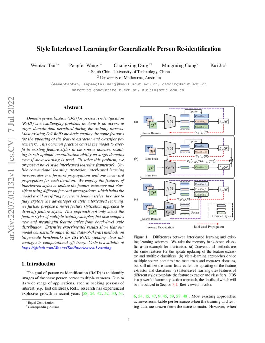 Style Interleaved Learning For Generalizable Person Re Identification