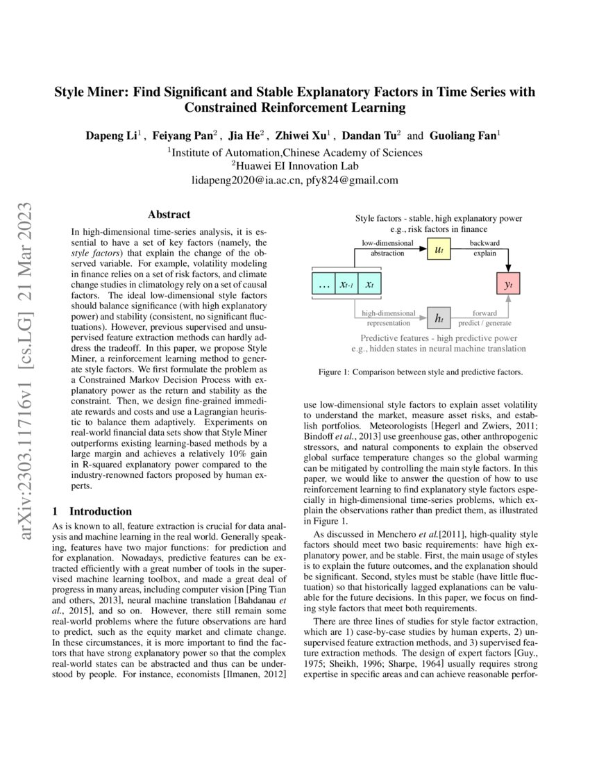 Style Miner: Find Significant and Stable Explanatory Factors in Time Series with Constrained ...