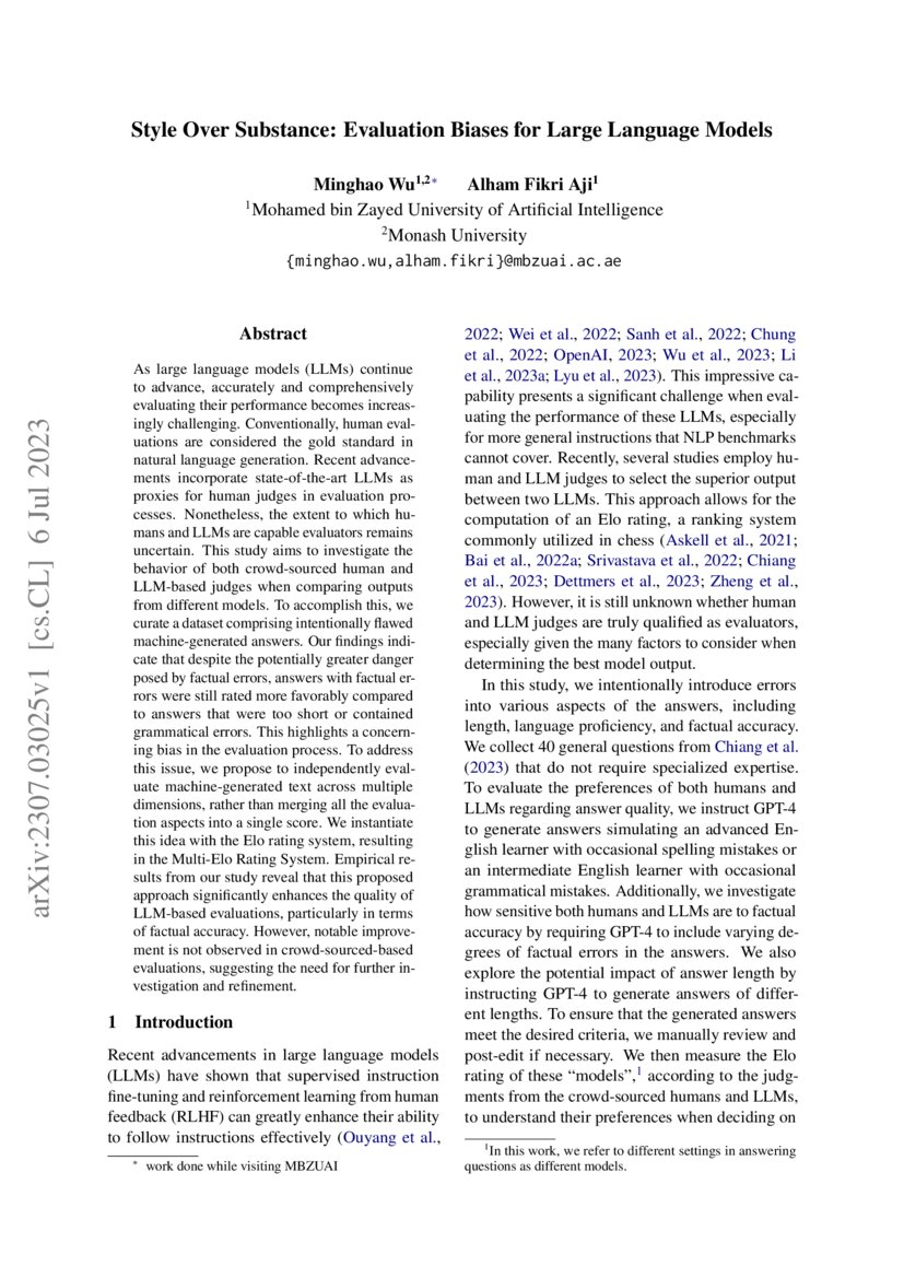 Style Over Substance: Evaluation Biases for Large Language Models | DeepAI