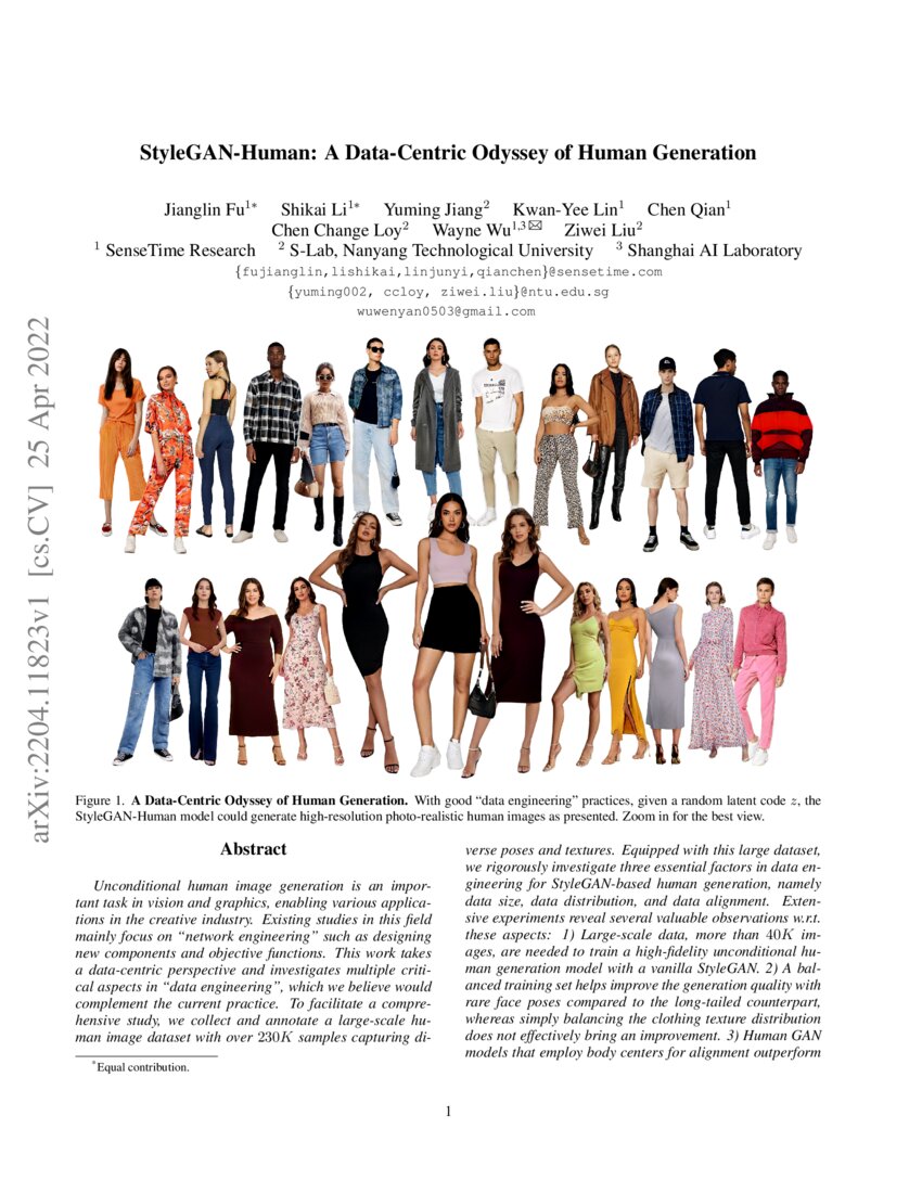 StyleGAN-Human: A Data-Centric Odyssey of Human Generation | DeepAI