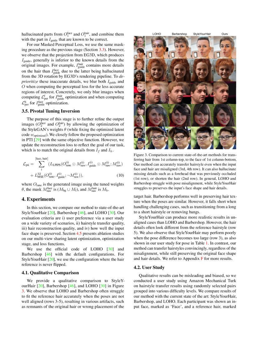 Stylegan Salon Multi View Latent Optimization For Pose Invariant Hairstyle Transfer Deepai