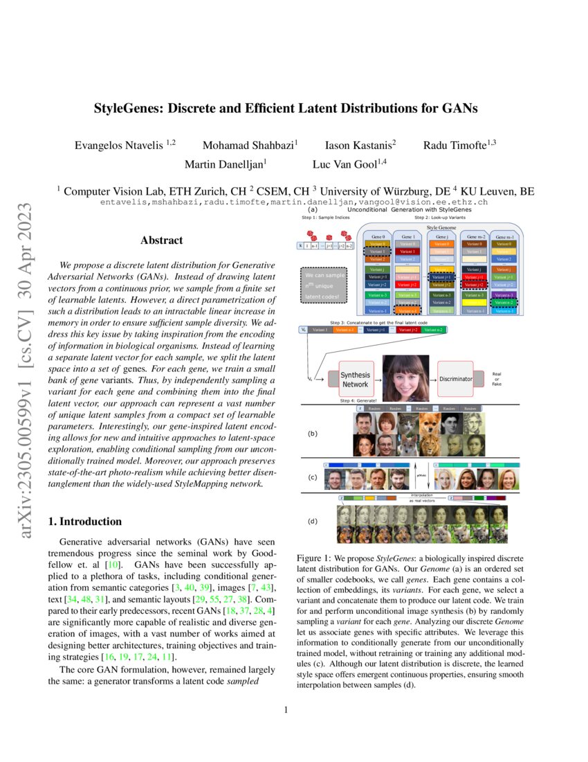 Stylegenes Discrete And Efficient Latent Distributions For Gans Deepai